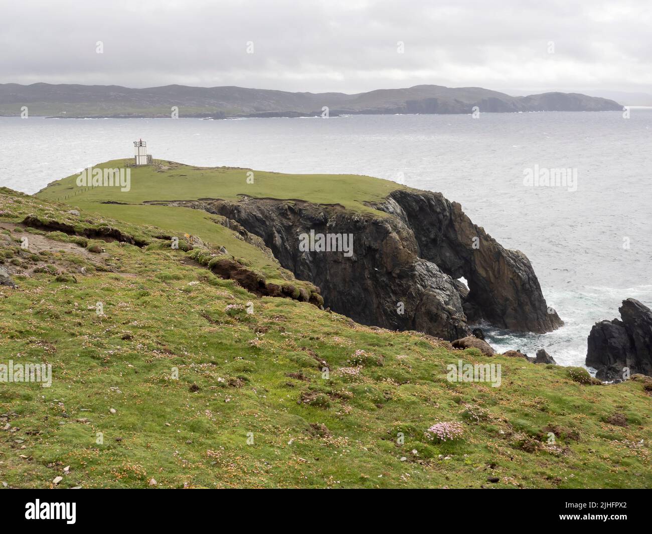 A solar powered lighthouse on the Ness of Hillswick, Mainland Shetland ...