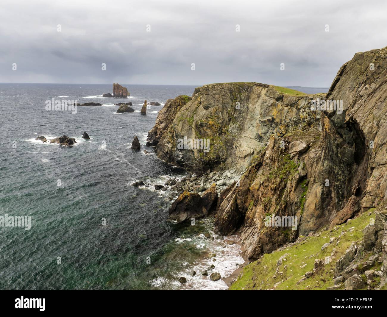 Looking out to The Drongs from the Ness of Hillswick, Mainland Shetland ...