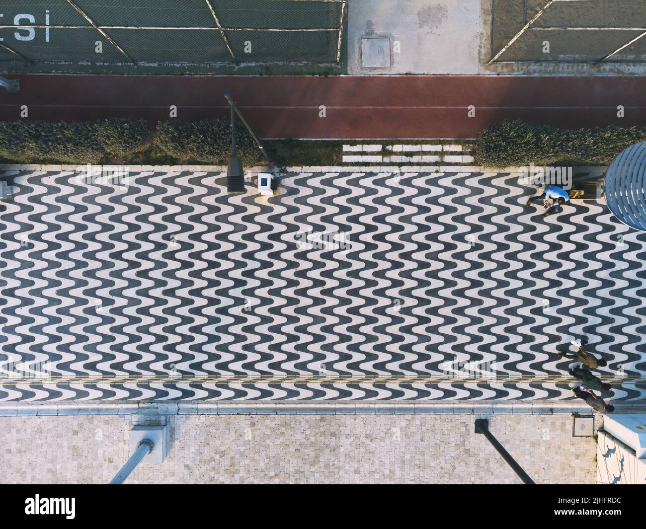 Aerial view of sidewalk with a zig zag texture Stock Photo - Alamy