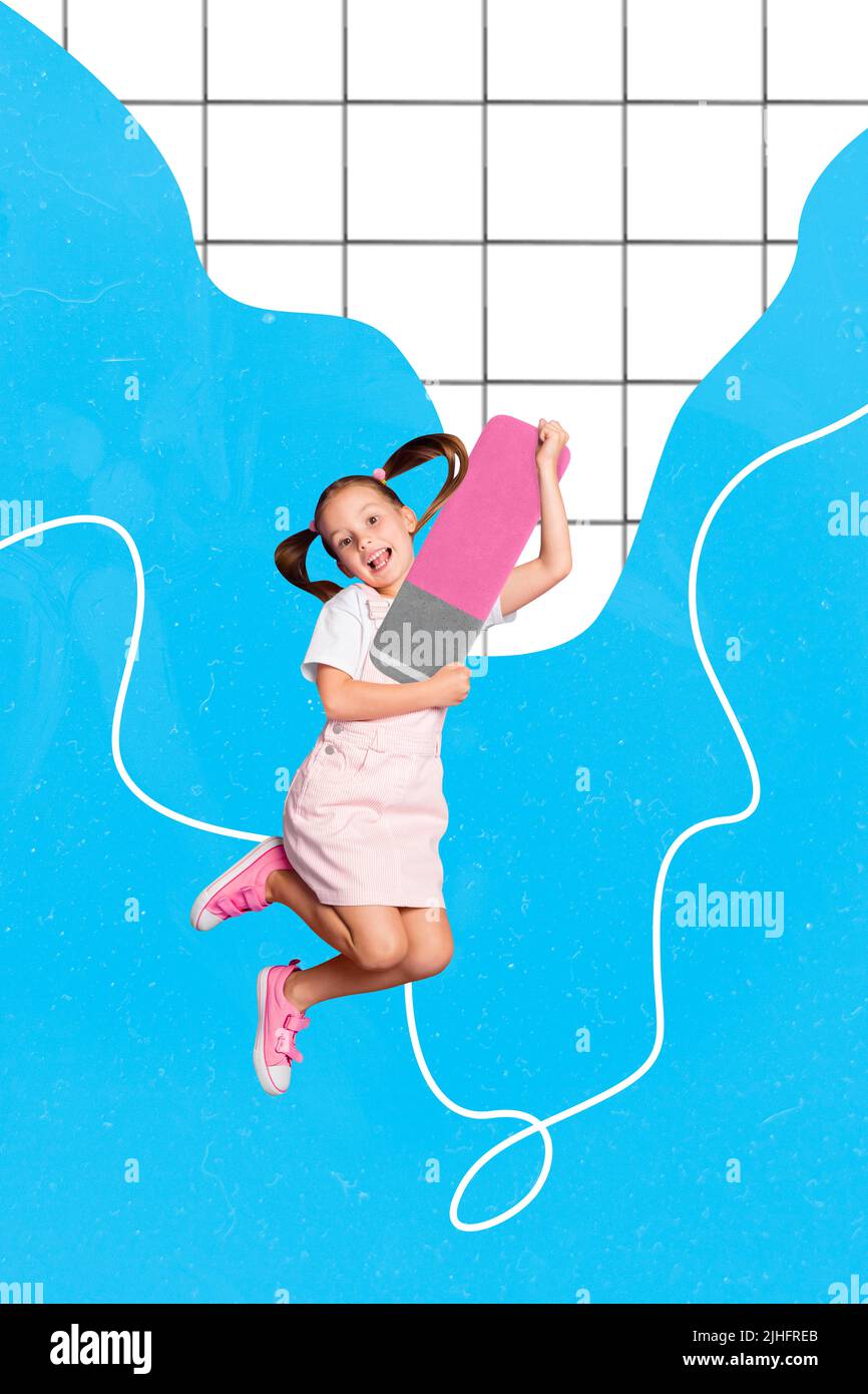 Photo cartoon comics sketch picture of happy smiling small child ...