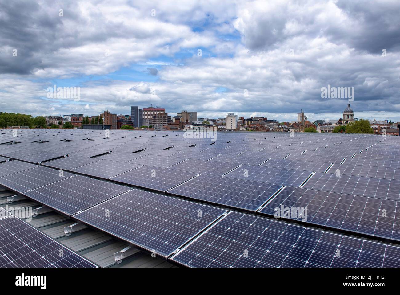 Solar panels on the roof of the new Broad Marsh Car Park in Nottingham ...