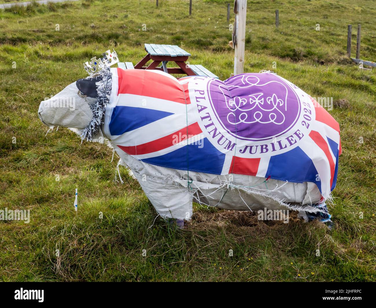 A model sheep dressed up for the Qujeens platinum jubilee at Voe ...