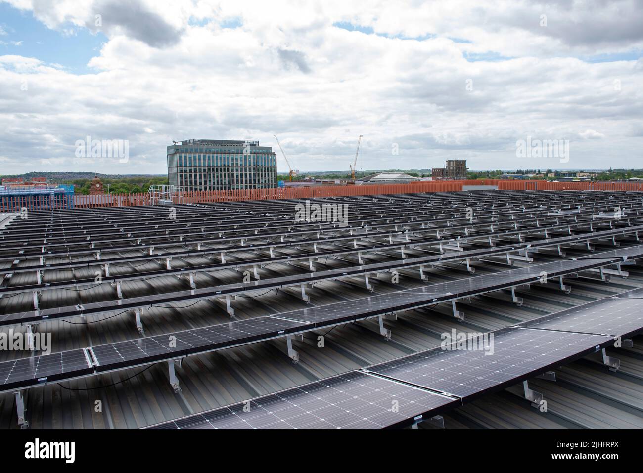 Solar panels on the roof of the new Broad Marsh Car Park in Nottingham ...