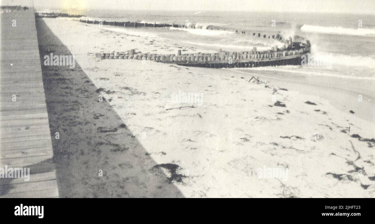 New Jersey - Barnegat. South wing of buttress. Sea brakes off shore ...