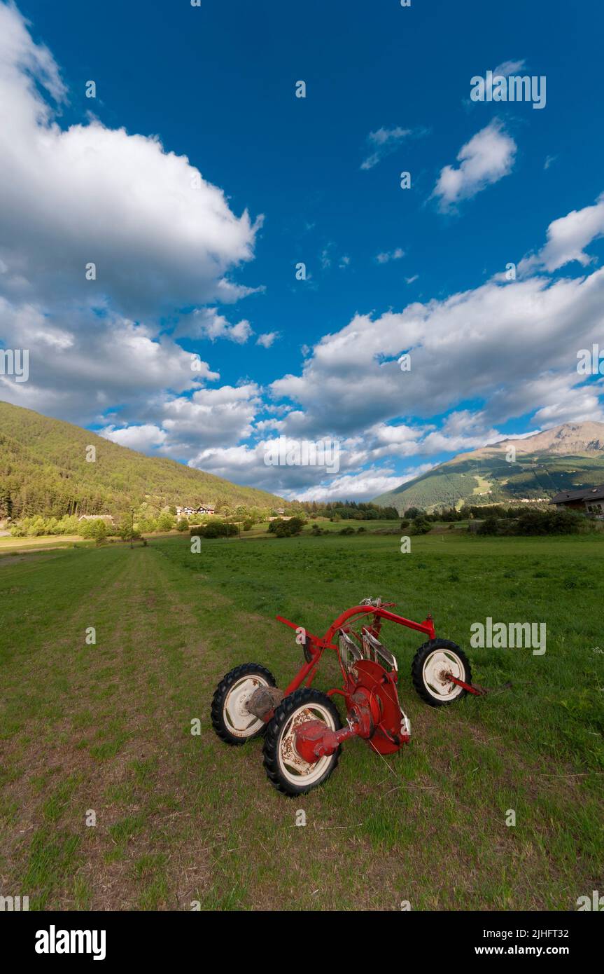 Italy, Lombardy, Valtellina, Bormio, Countryside whit Agricultural ...