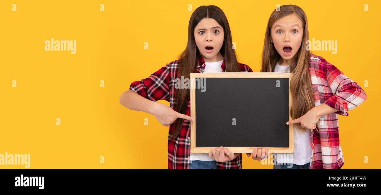 School girls friends. educational offer promotion. school sale. shocked ...