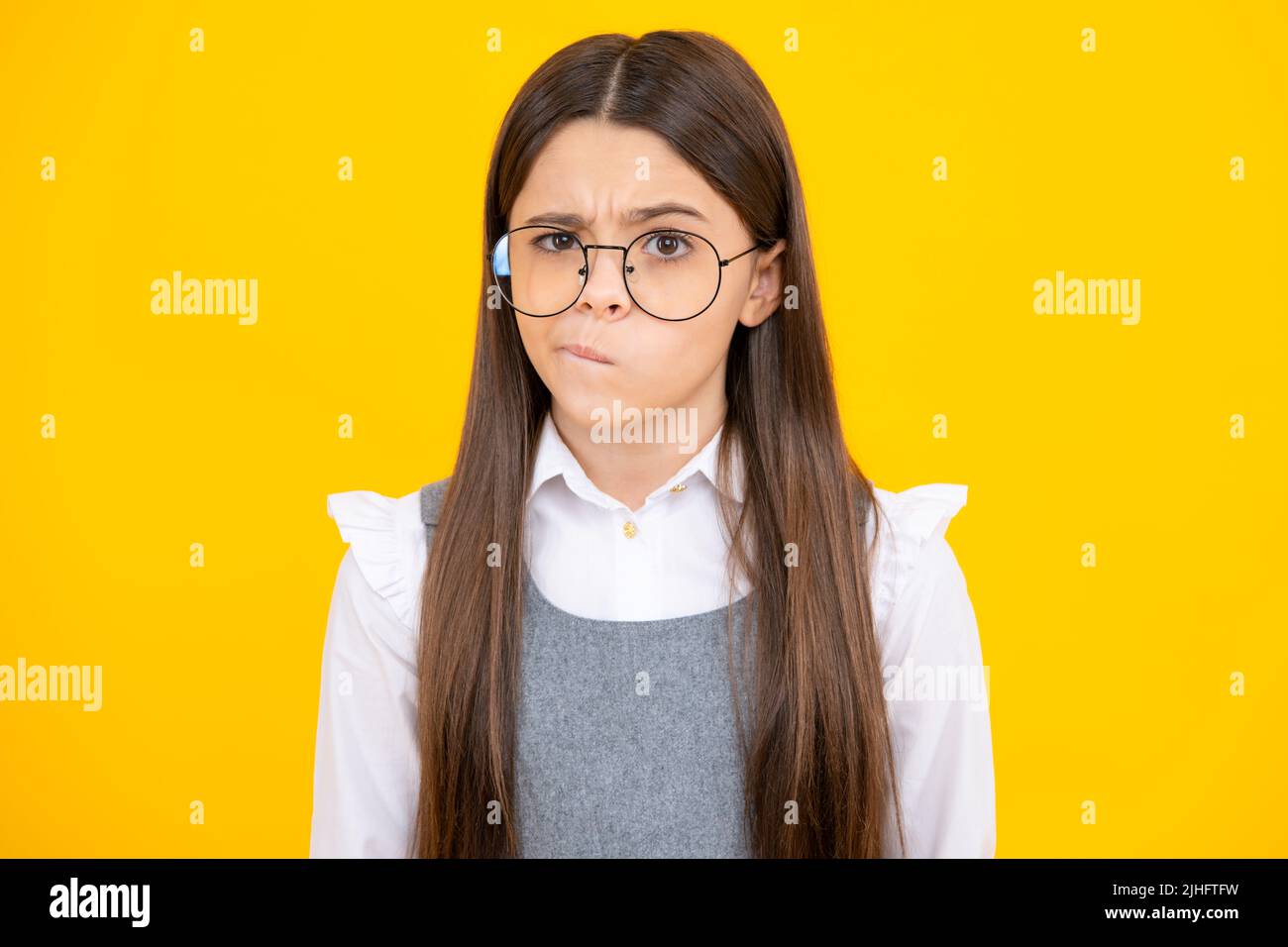 Angry teenager girl, upset and unhappy negative emotion. Emotional ...