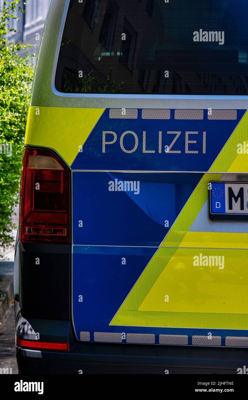 A vertical shot of a German police car Stock Photo - Alamy