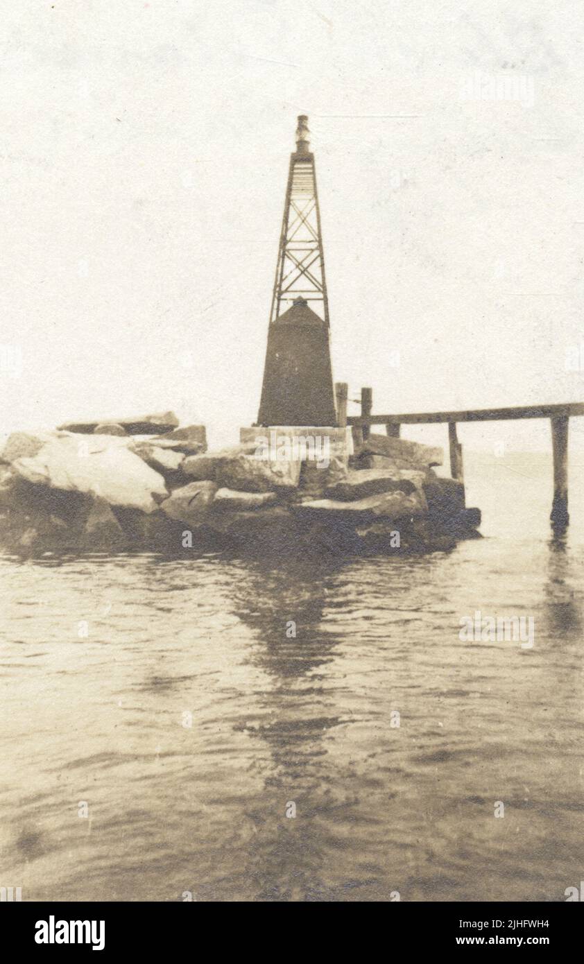 Rhode Island - Block Island. Block Island Breakwater Outer Basin Light ...