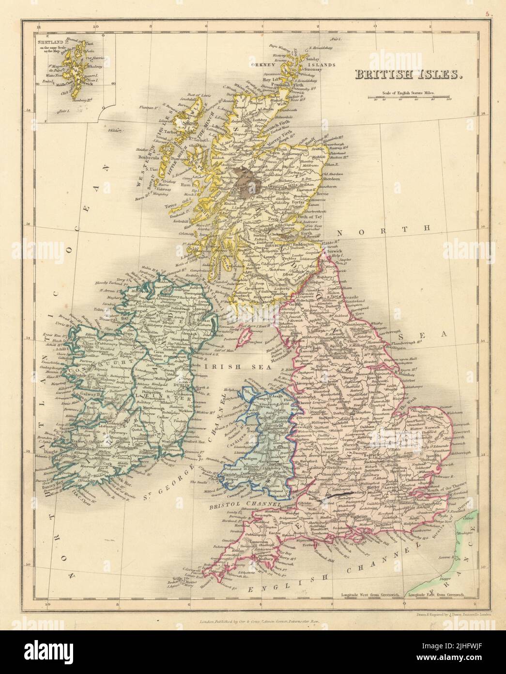 British Isles by John Dower. England ireland Scotland Wales 1845 old ...