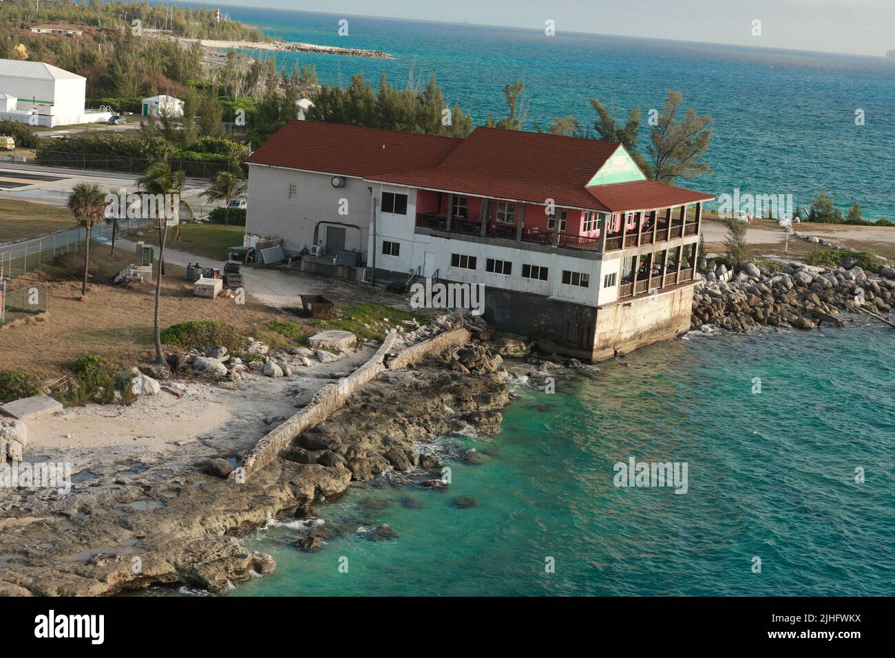 Aerial view of Freeport Port Lucaya on Grand Bahama Island Stock Photo ...