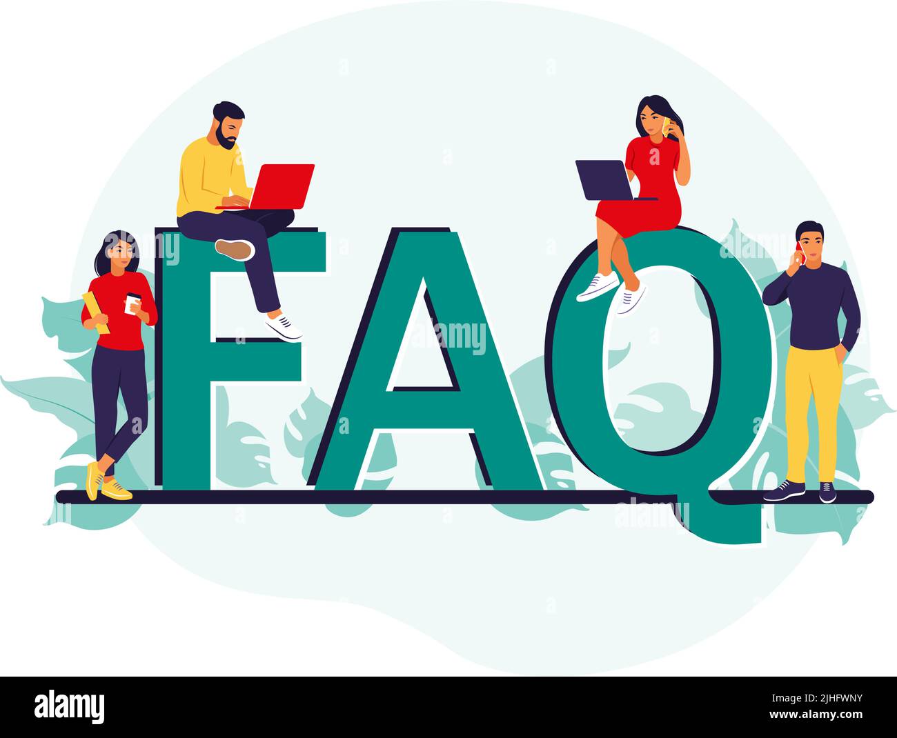 FAQ. Frequently asked questions concept. People ask questions and receive answers. Support ...