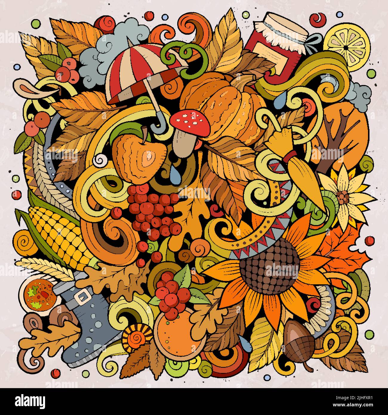 Autumn cartoon vector doodles illustration Stock Vector Image & Art - Alamy