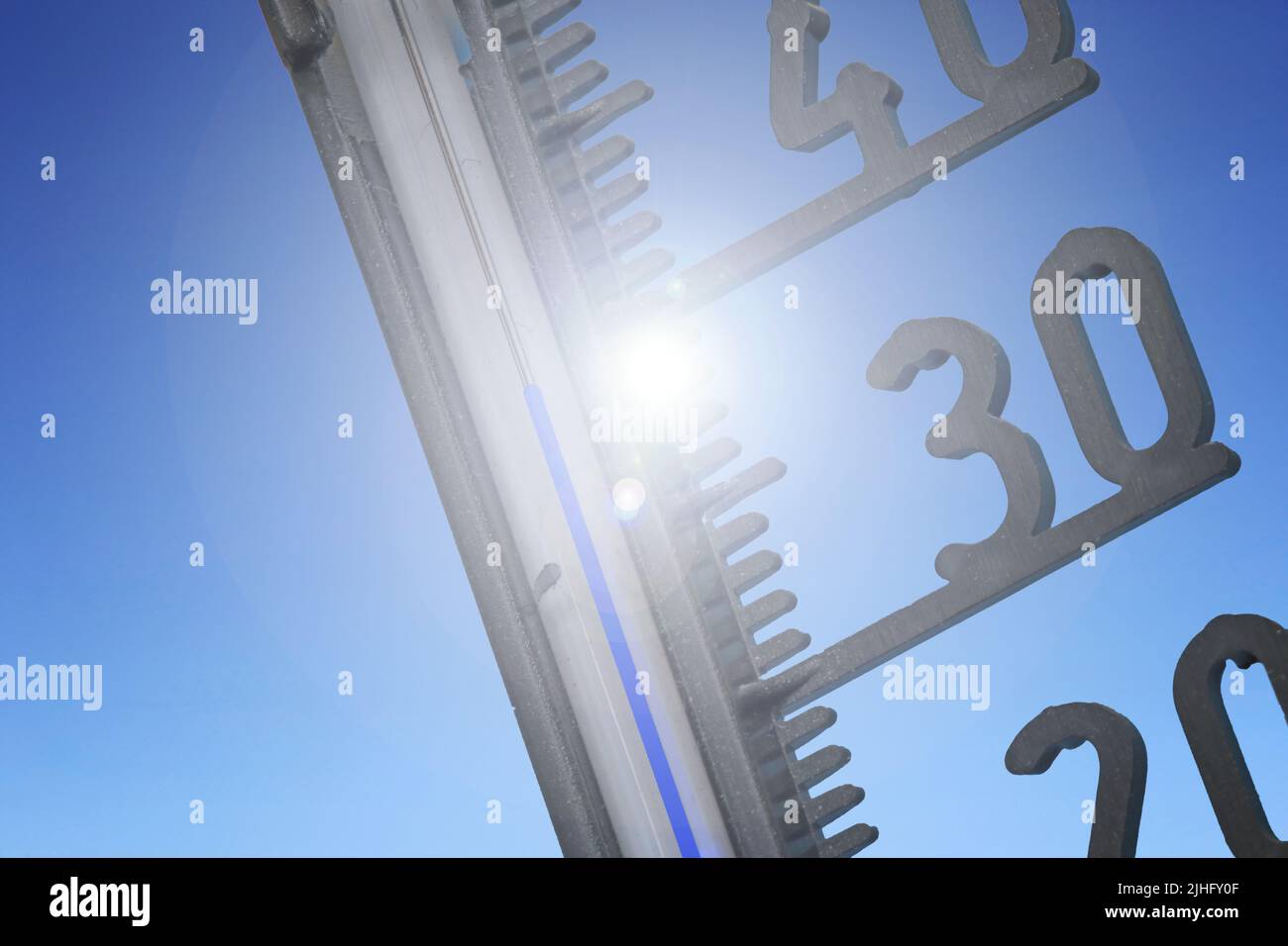 Symbol image heat wave: thermometer shows temperatures close to forty ...