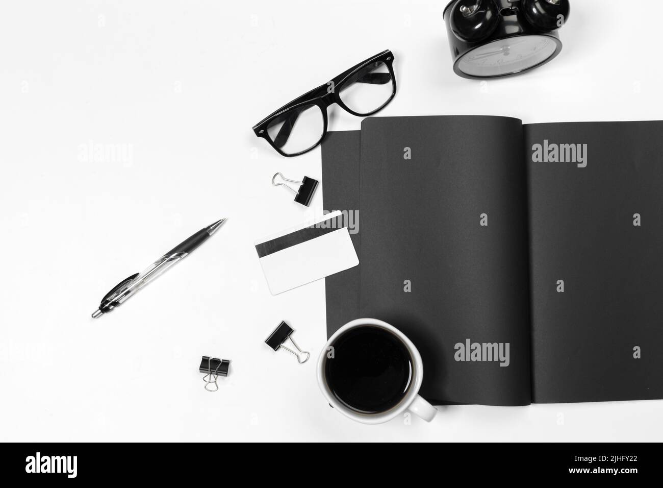 Blank office desk background with copy space for your text. Top view ...