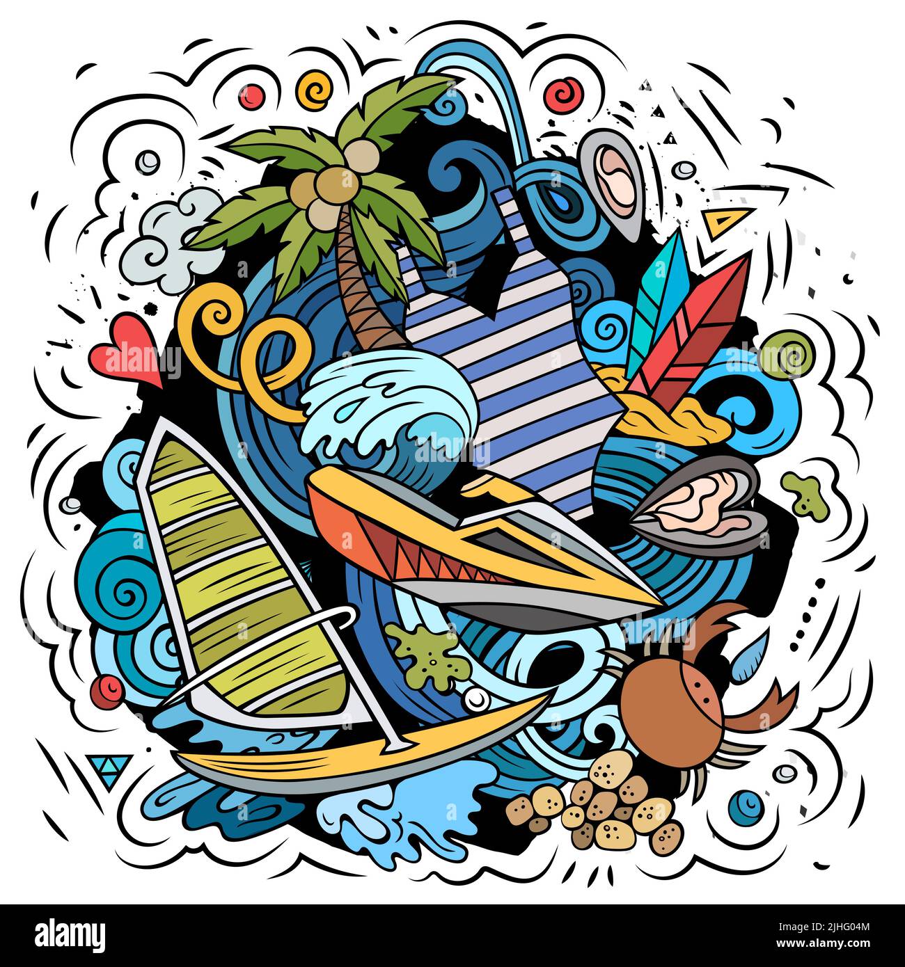 Summer Beach Cartoon Vector Illustration Stock Vector Image And Art Alamy