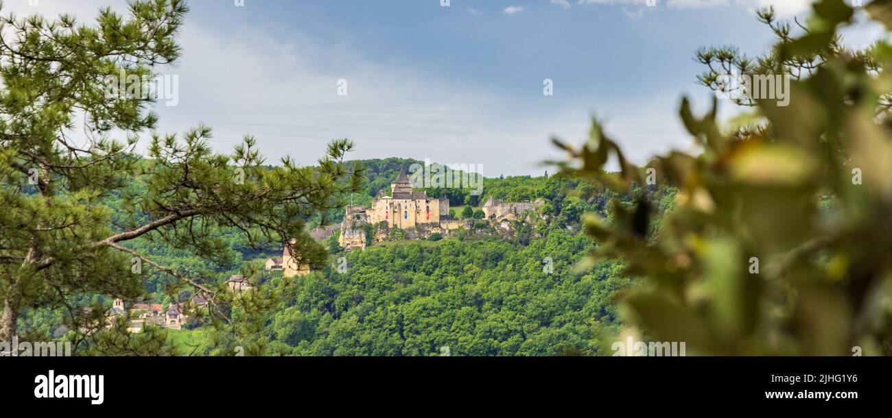 Panoramic view on Chateau de Fayrac in Dordogne in France Stock Photo ...