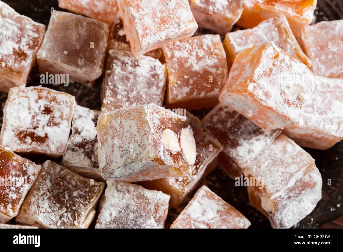 Turkish delight on a wooden table Stock Photo - Alamy