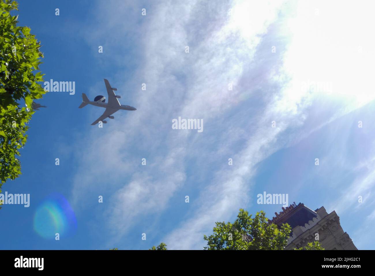 Paris, France. July, 14. 2022. One military aircraft in the sky on ...
