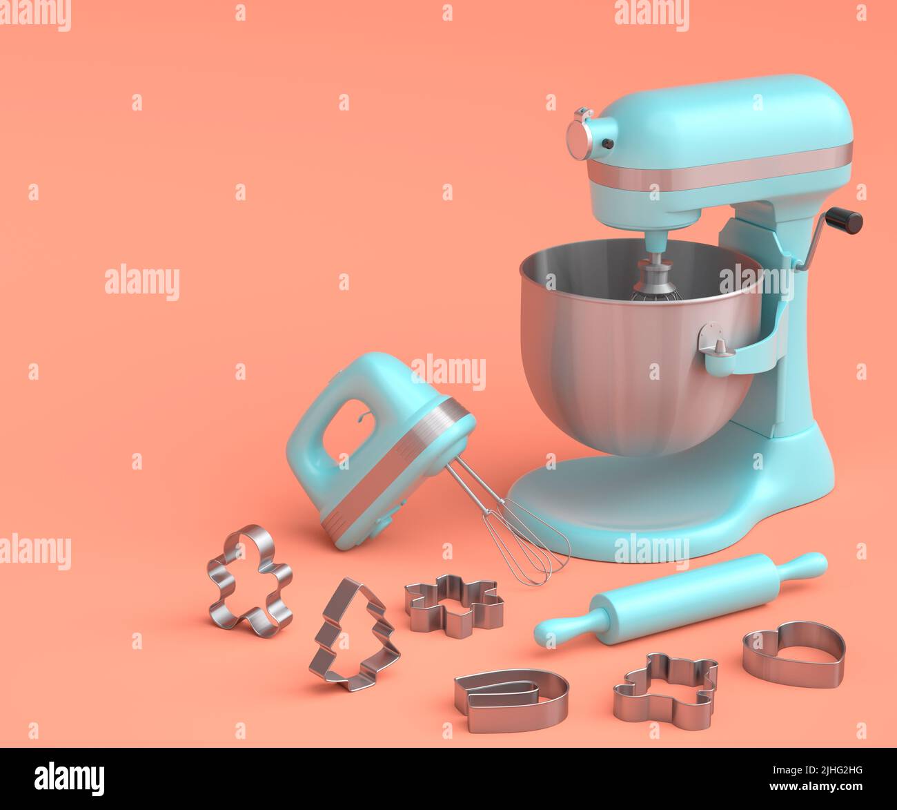Mixer and hand mixer with kitchen utensil and metal cookie cutters for ...