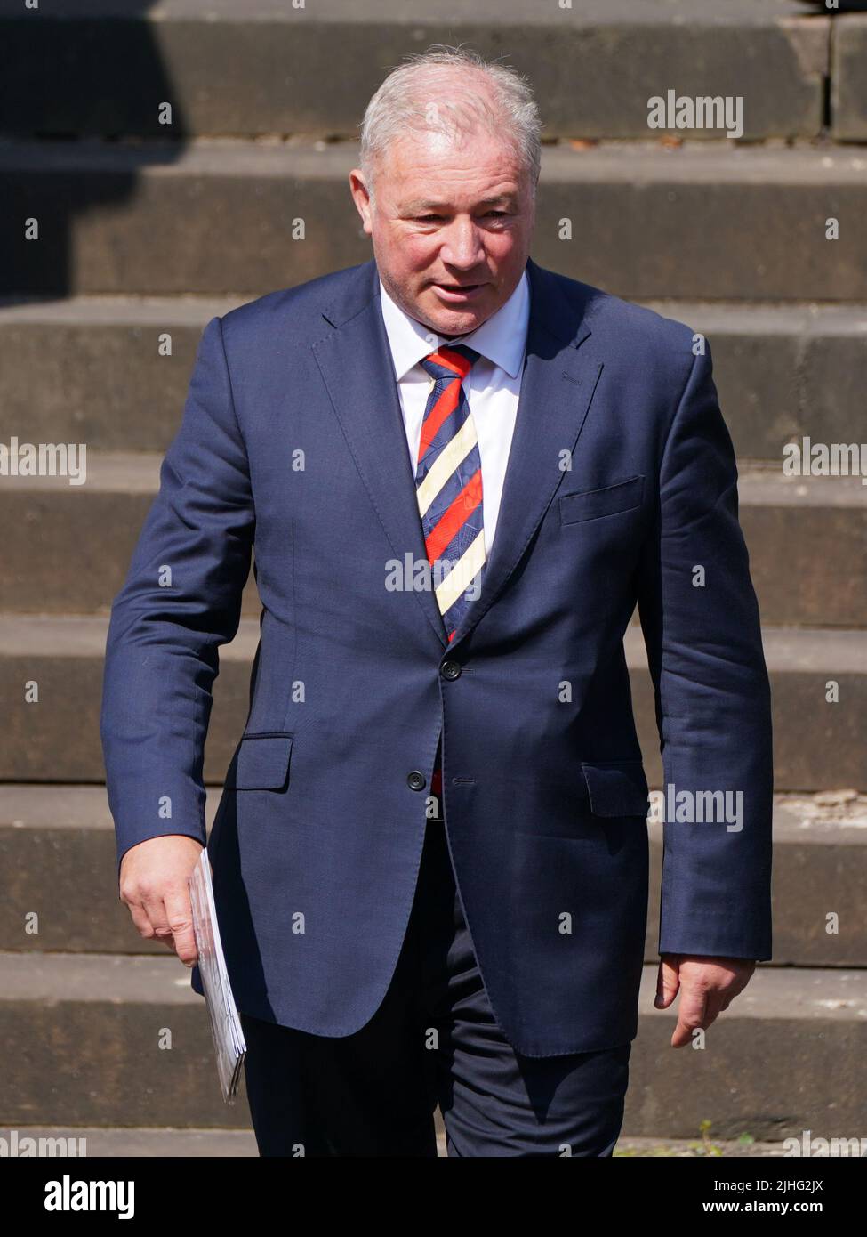 Former Rangers players Ally McCoist leaves the church after the funeral ...