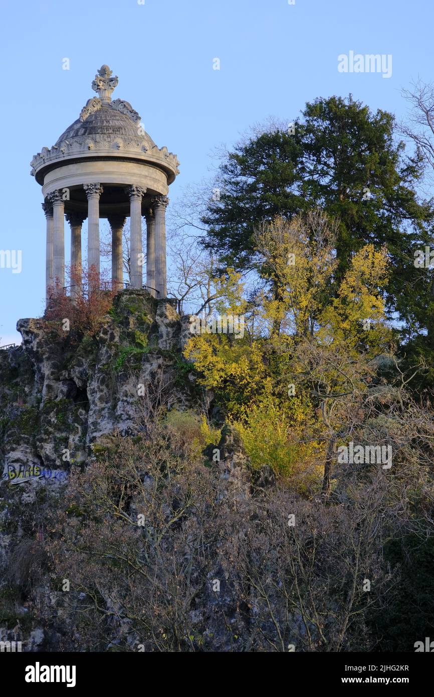 The vertical view of the temple de la Sibylle in Belvedere island Stock ...