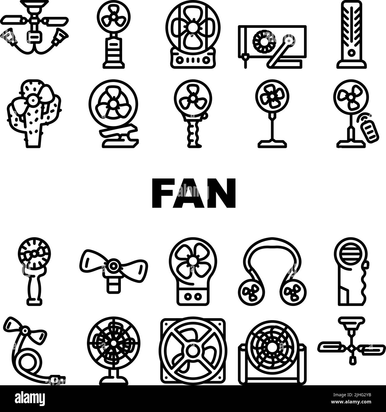 Fan Electronic Cooling Device Icons Set Vector Stock Vector Image & Art ...