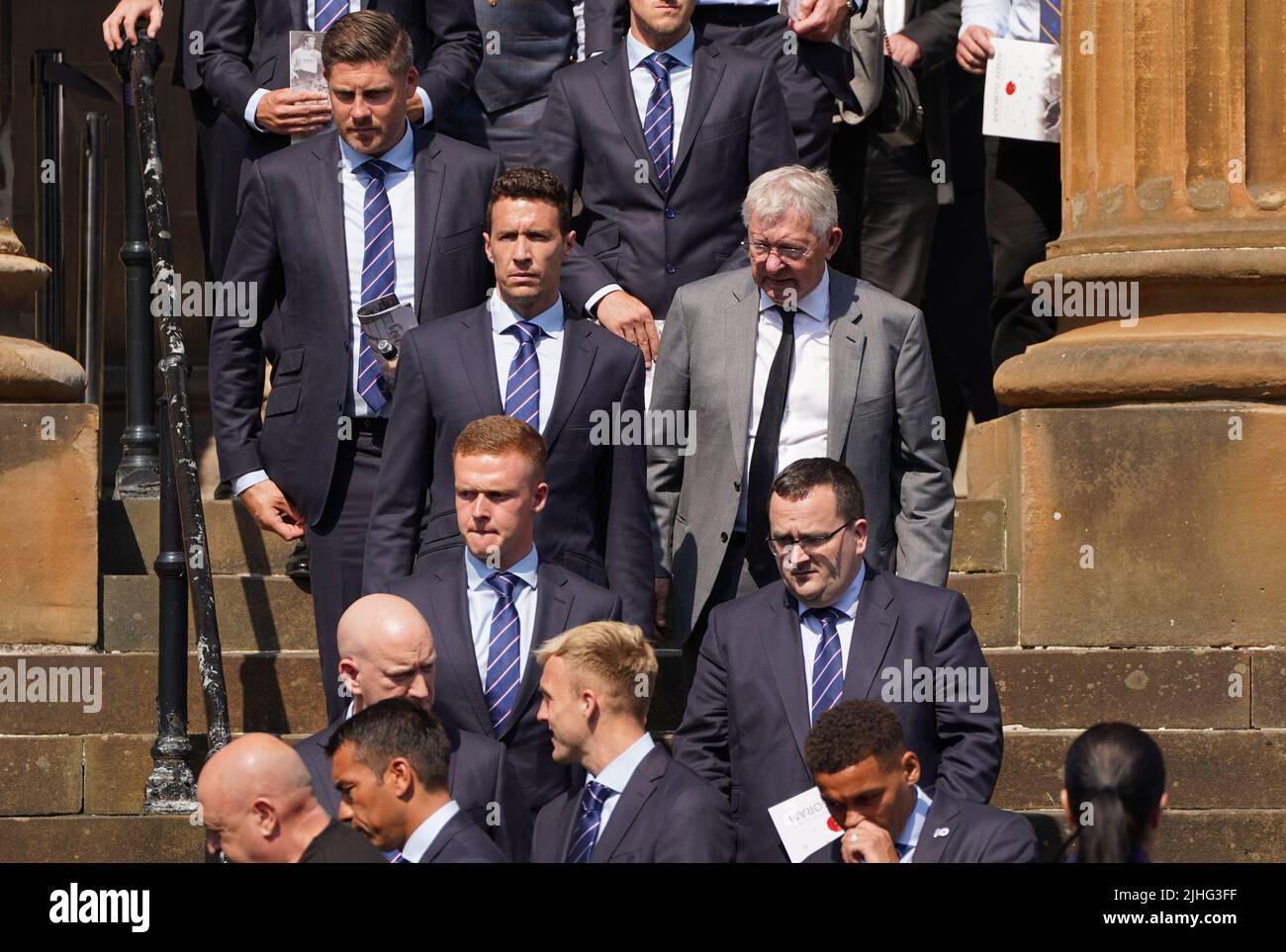 Sir Alex Ferguson (centre right) with current Rangers goalkeeper Jon ...