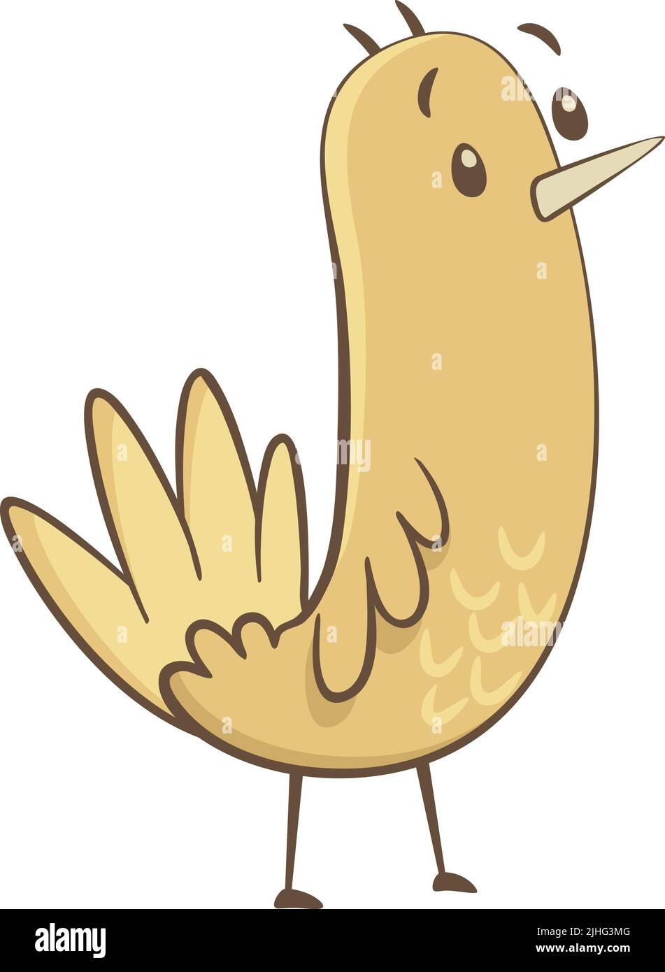 Cute illustration of little yellow bird on white background. Vector ...