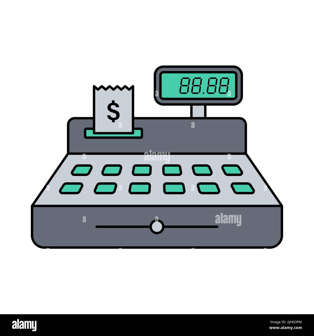 cash register color flat illustration with stroke Stock Vector Image ...