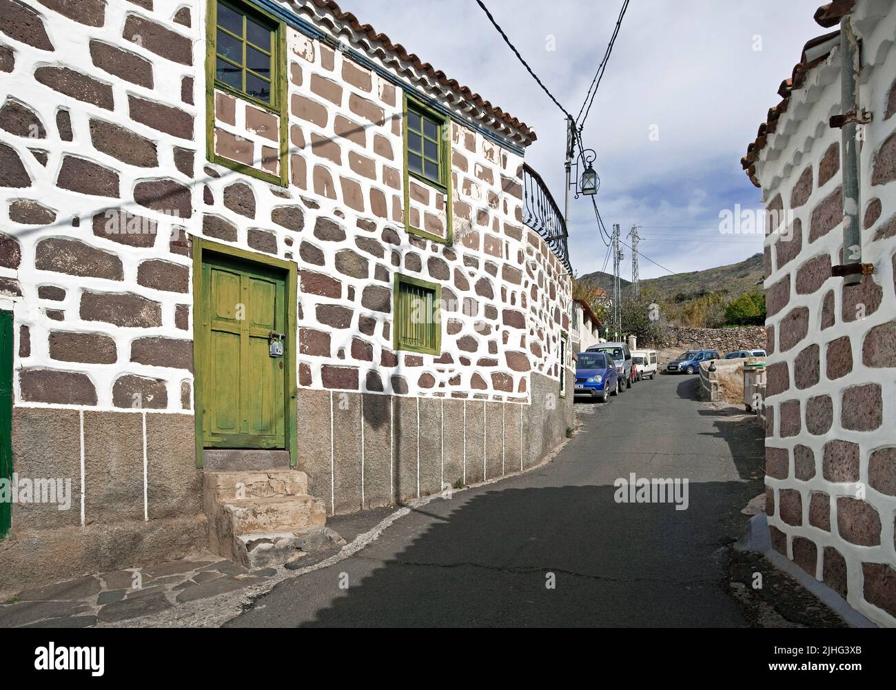 Typical canarian houses in the mountain village Tejeda, Grand Canary ...