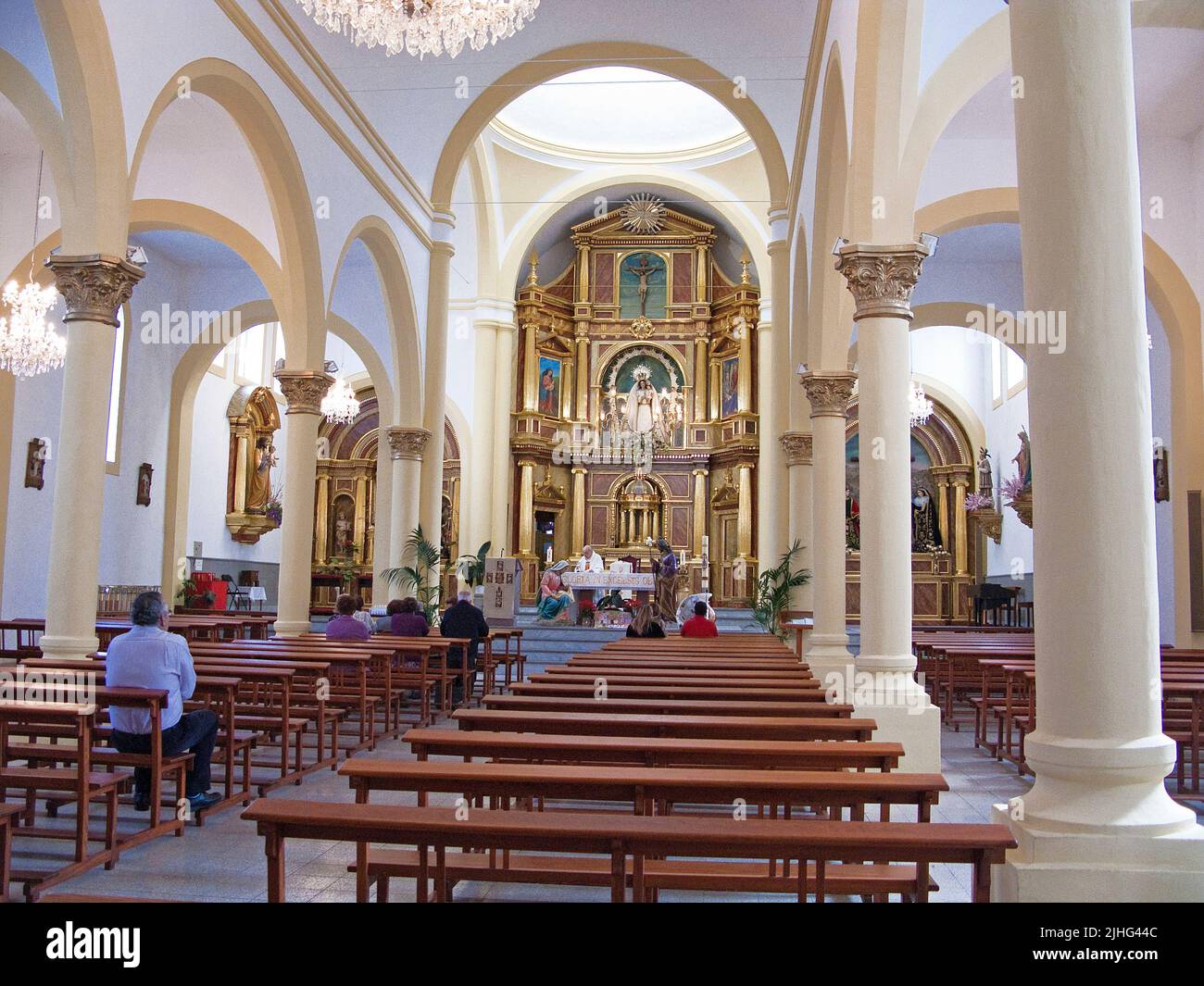 Inside the church Nuestra Senora del Socorro in the mountain village ...