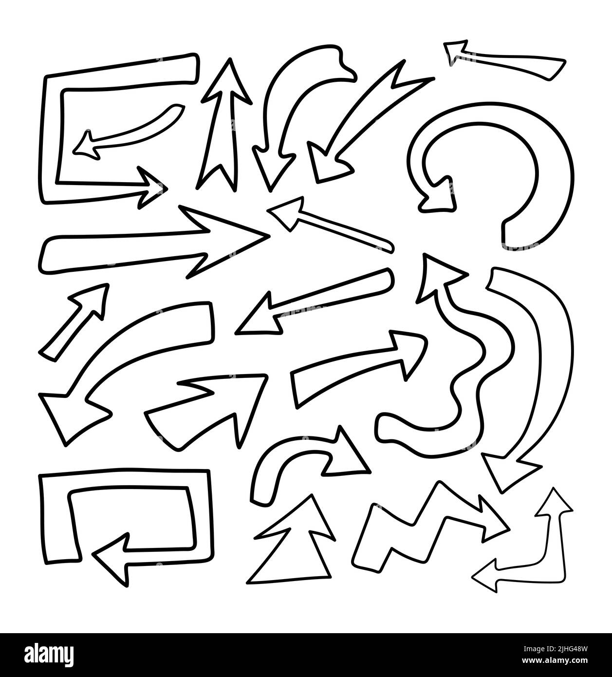 Arrows drawing using digital brushes in hand drawn style. Black ...