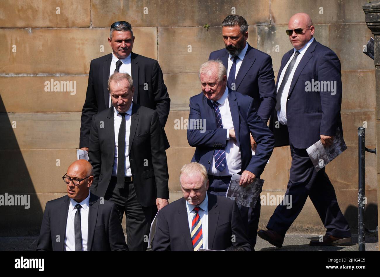 Former Rangers players Mark Hateley (front left), Trevor Steven (centre ...