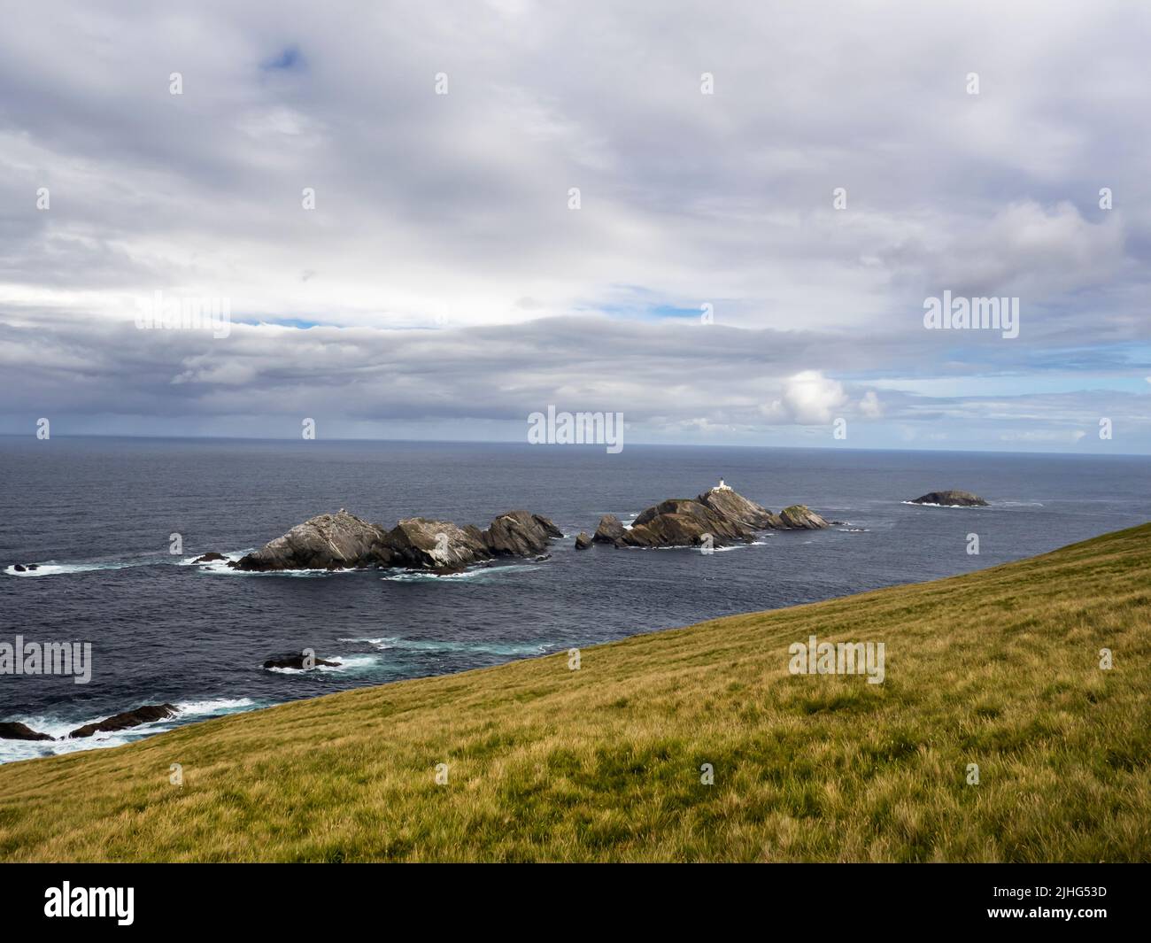 Muckle Flugga lighthouse off Herma Ness on Unst, Shetland, Scotland, UK ...