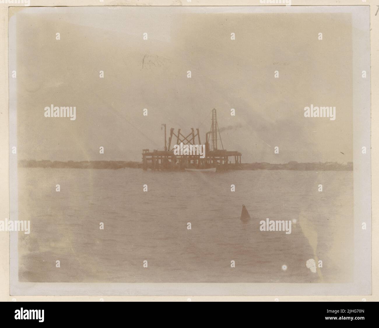 Texas - Galveston. Galveston Jetty Light Station, Texas. Construction ...