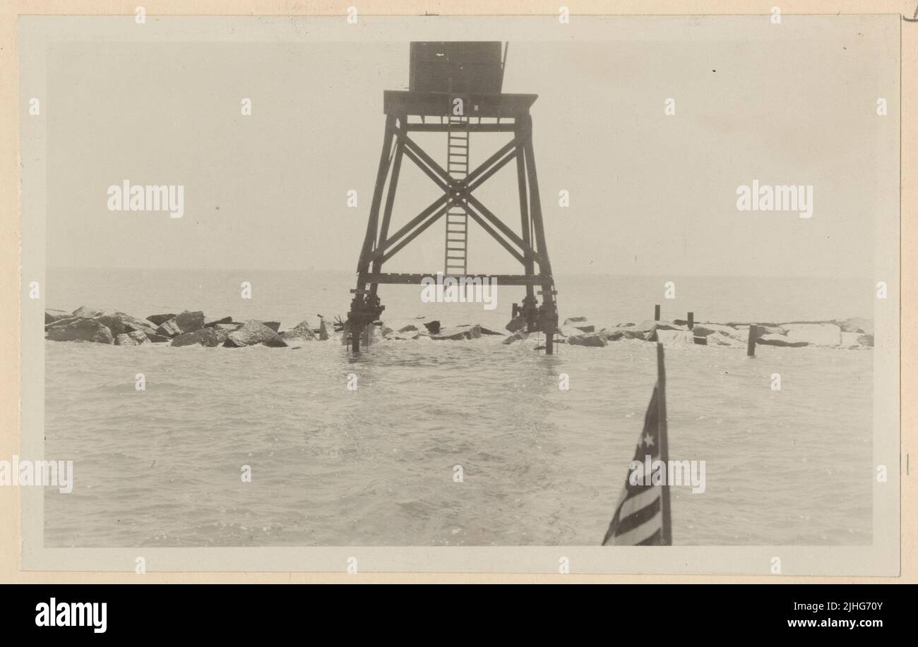 Texas - Galveston. Galveston Jetty Light Station, Texas. From 100' N ...