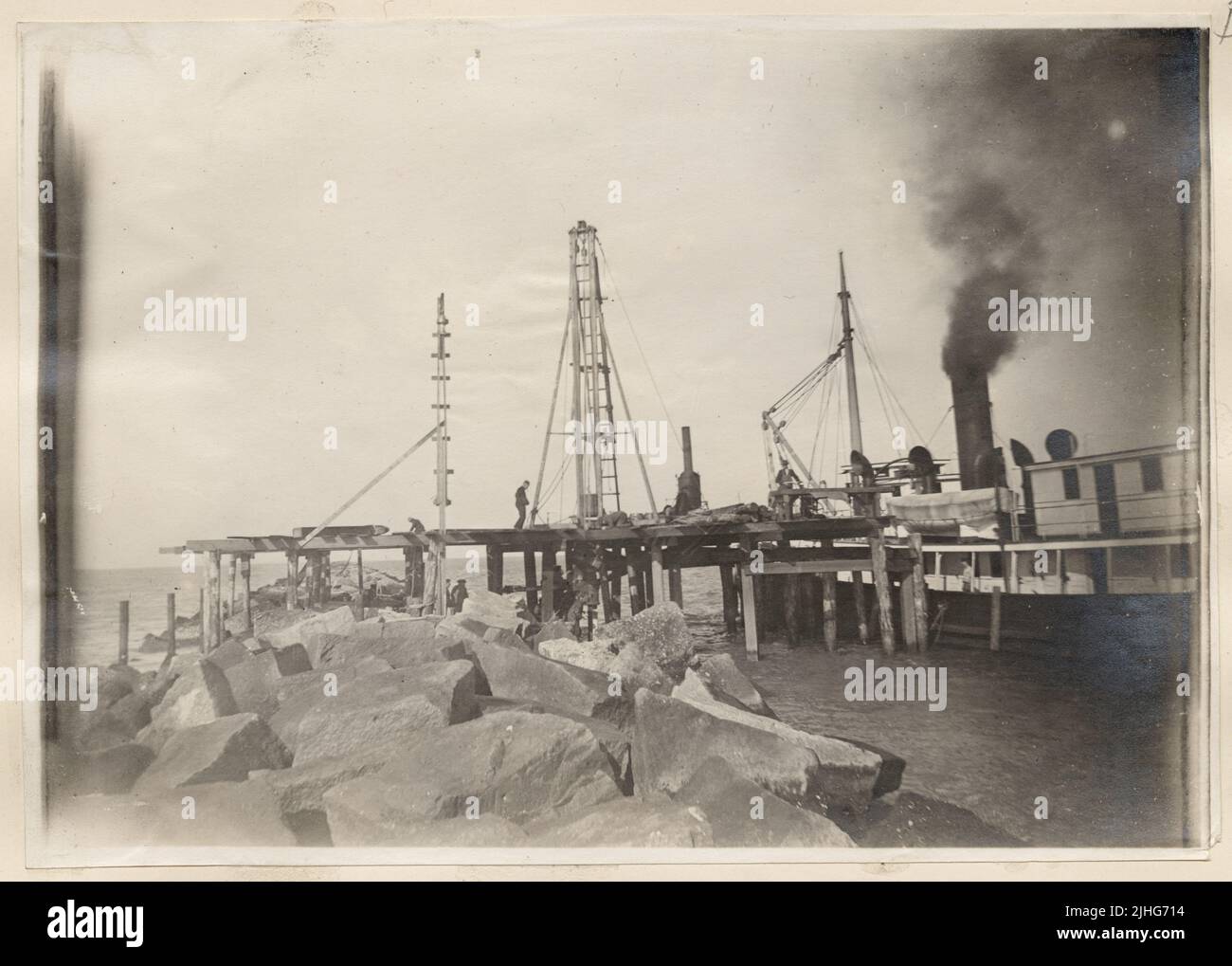 Texas - Galveston. Galveston Jetty Light Station, Texas. Construction ...