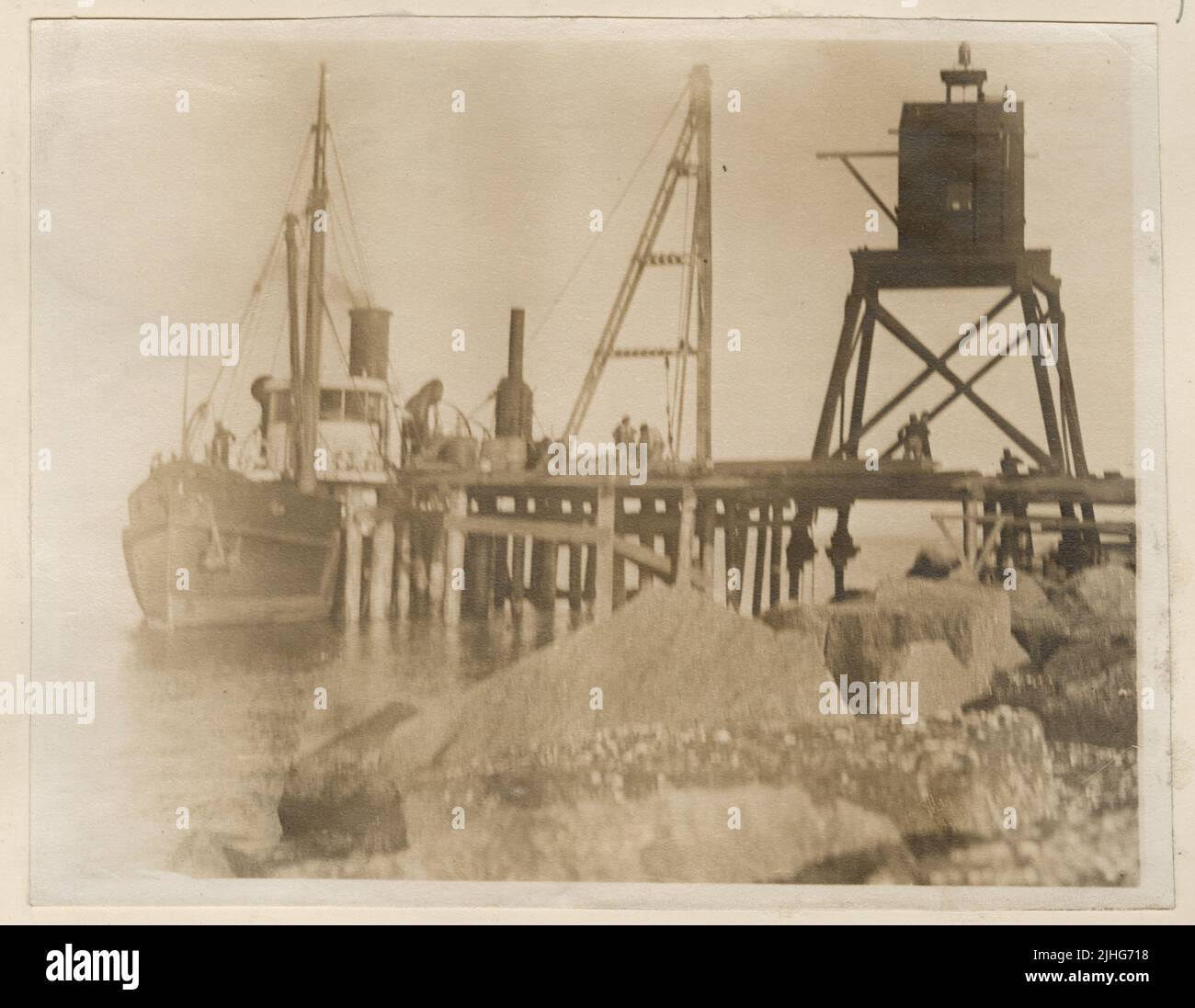 Texas - Galveston. Galveston Jetty Light Station, Texas. Construction ...