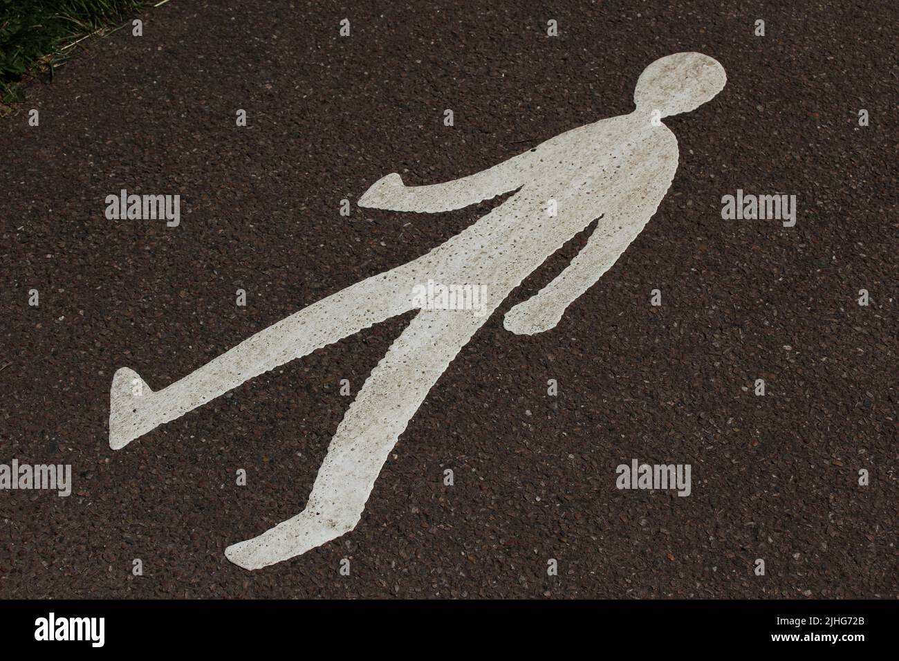 White human outline, walking figure symbol, walking path symbol in ...