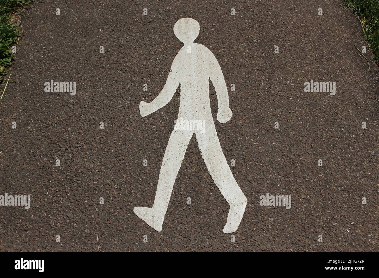White human outline, walking figure symbol, walking path symbol in ...