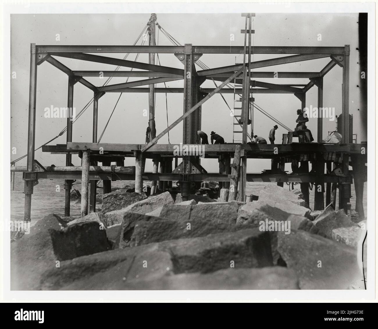 Texas - Galveston. Galveston Jetty Light Station, Texas. Lower columns ...