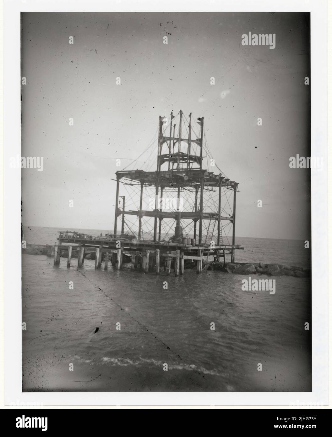 Texas - Galveston. Galveston Jetty Light Station, Texas. All columns ...