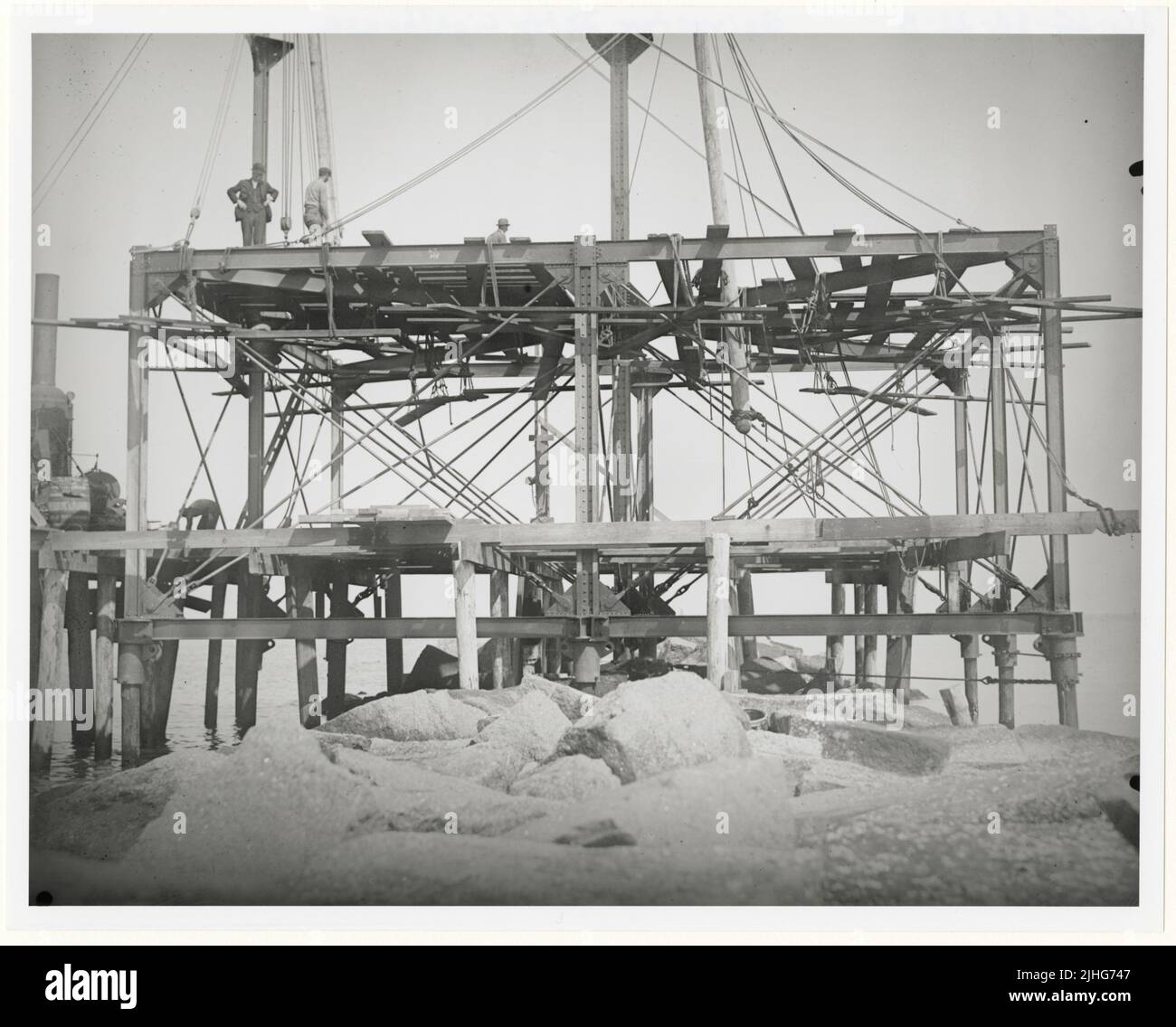 Texas - Galveston. Galveston Jetty Light Station, Texas. Lower section ...