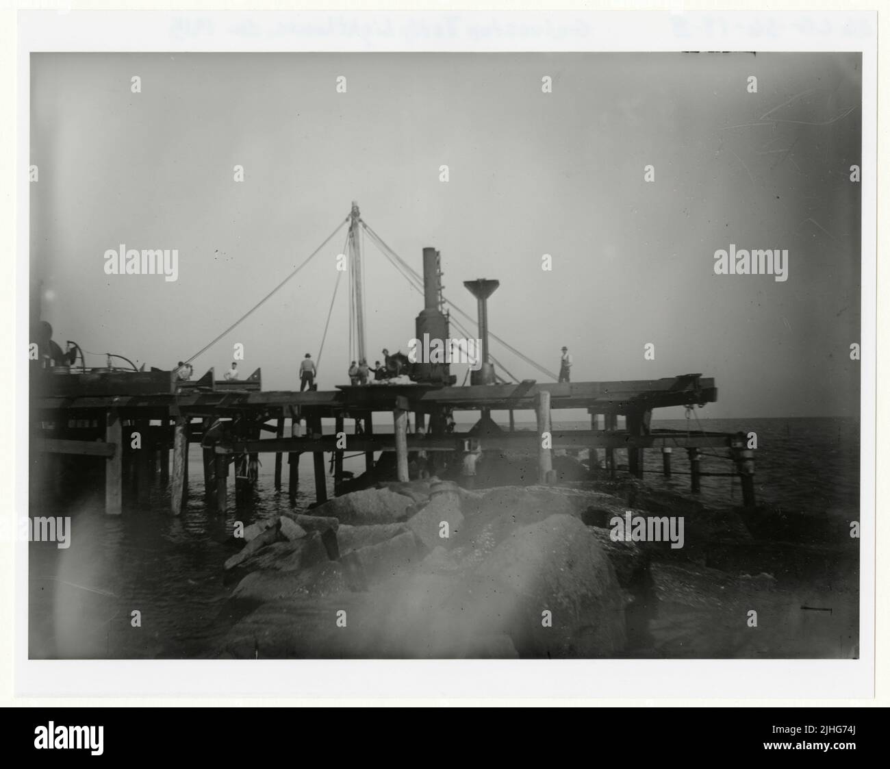 Texas - Galveston. Galveston Jetty Light Station, Texas. All of lower ...