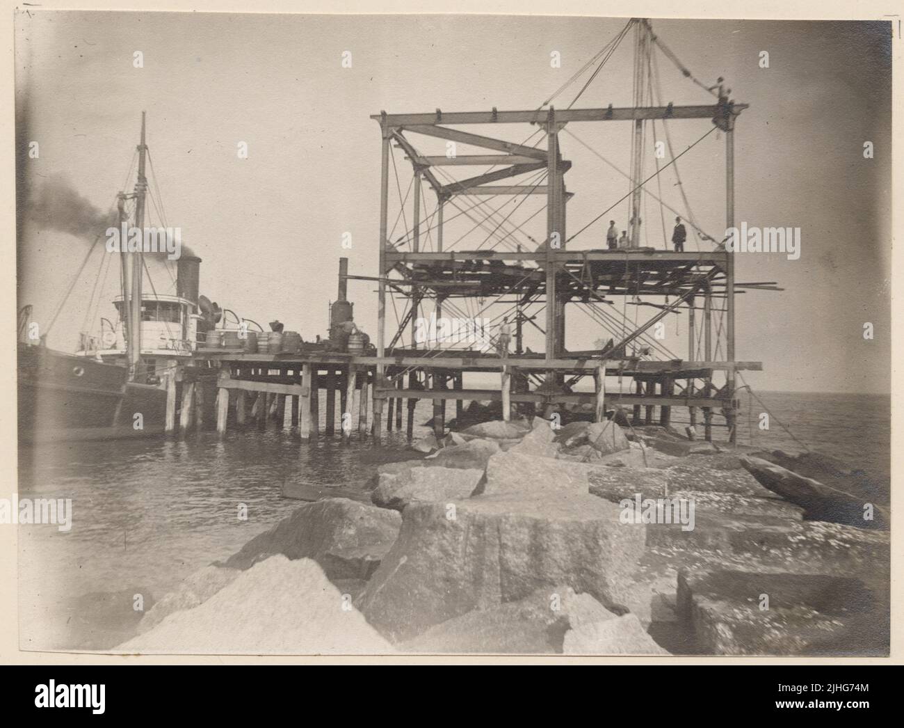 Texas - Galveston. Galveston Jetty Light Station, Texas. Upper columns ...