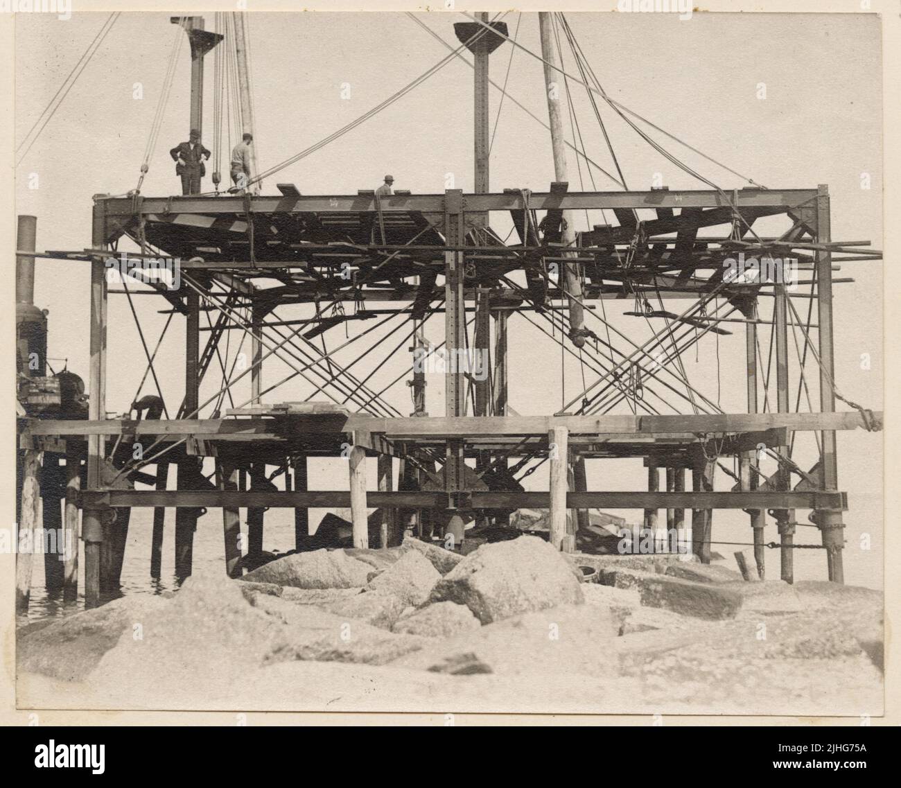 Texas - Galveston. Galveston Jetty Light Station, Texas. Lower section ...
