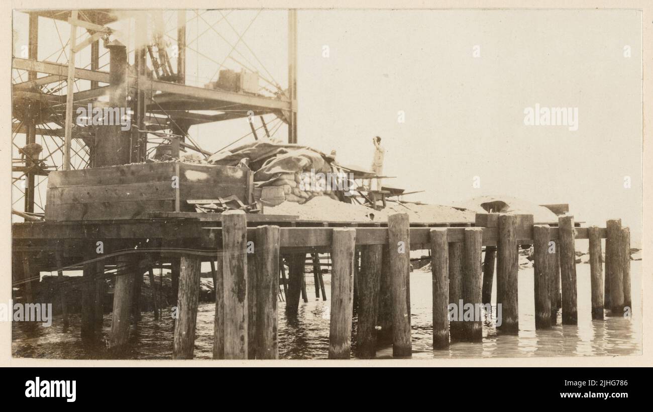 Texas - Galveston. Galveston Jetty Light Station, Texas. Construction ...