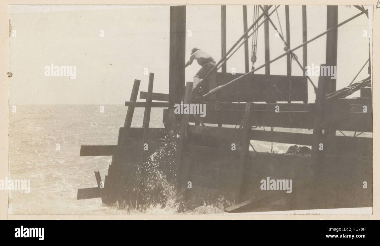 Texas - Galveston. Galveston Jetty Light Station, Texas. Concrete form ...