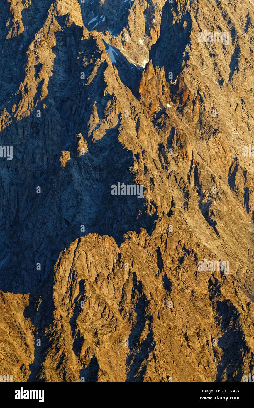Sun rises on Mont-Blanc de Courtmayeur, the italian side of the famous ...